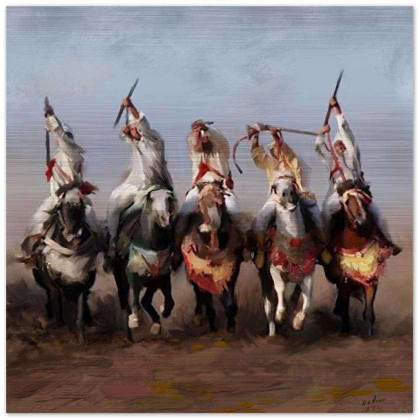 Tableau tbourida maroc Fantasia Impression en aluminium brossé
